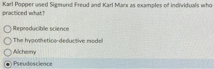 Solved Karl Popper used Sigmund Freud and Karl Marx as | Chegg.com