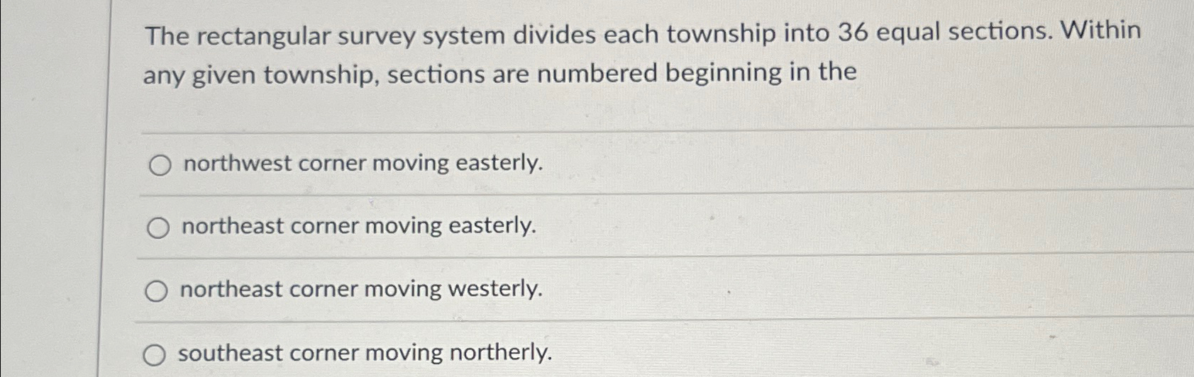 Solved The rectangular survey system divides each township | Chegg.com