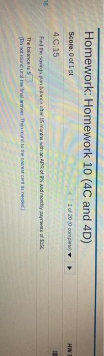 Solved Homework: Homework 10 (4C and 4D) Score: 0 of 1 pt 1 | Chegg.com