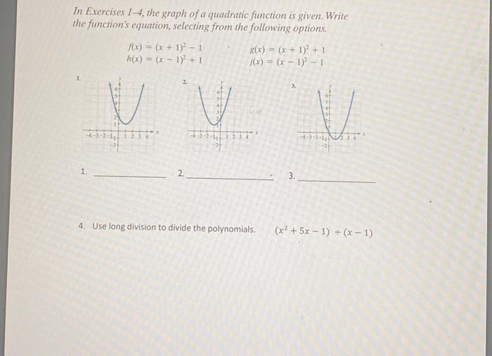 Solved In Exercises 1−4, the graph of a quadratic function | Chegg.com