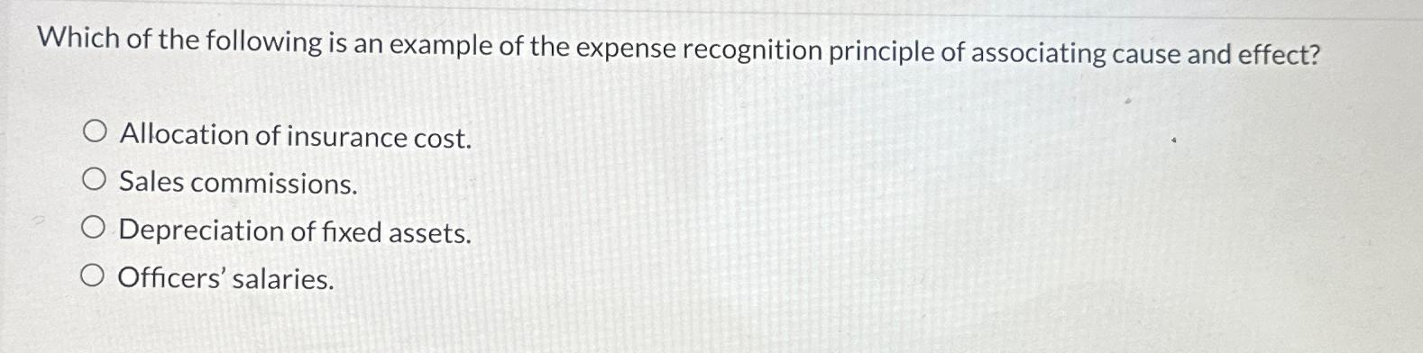 Solved Which of the following is an example of the expense | Chegg.com