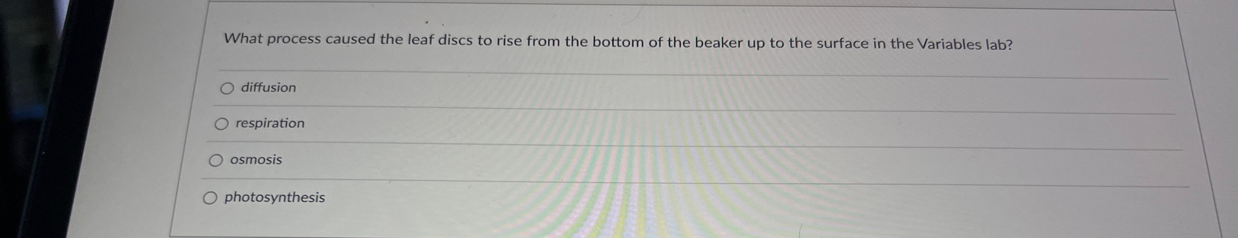 Solved What process caused the leaf discs to rise from the | Chegg.com