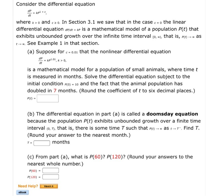 Solved dP dt Consider the differential equation kpl where | Chegg.com