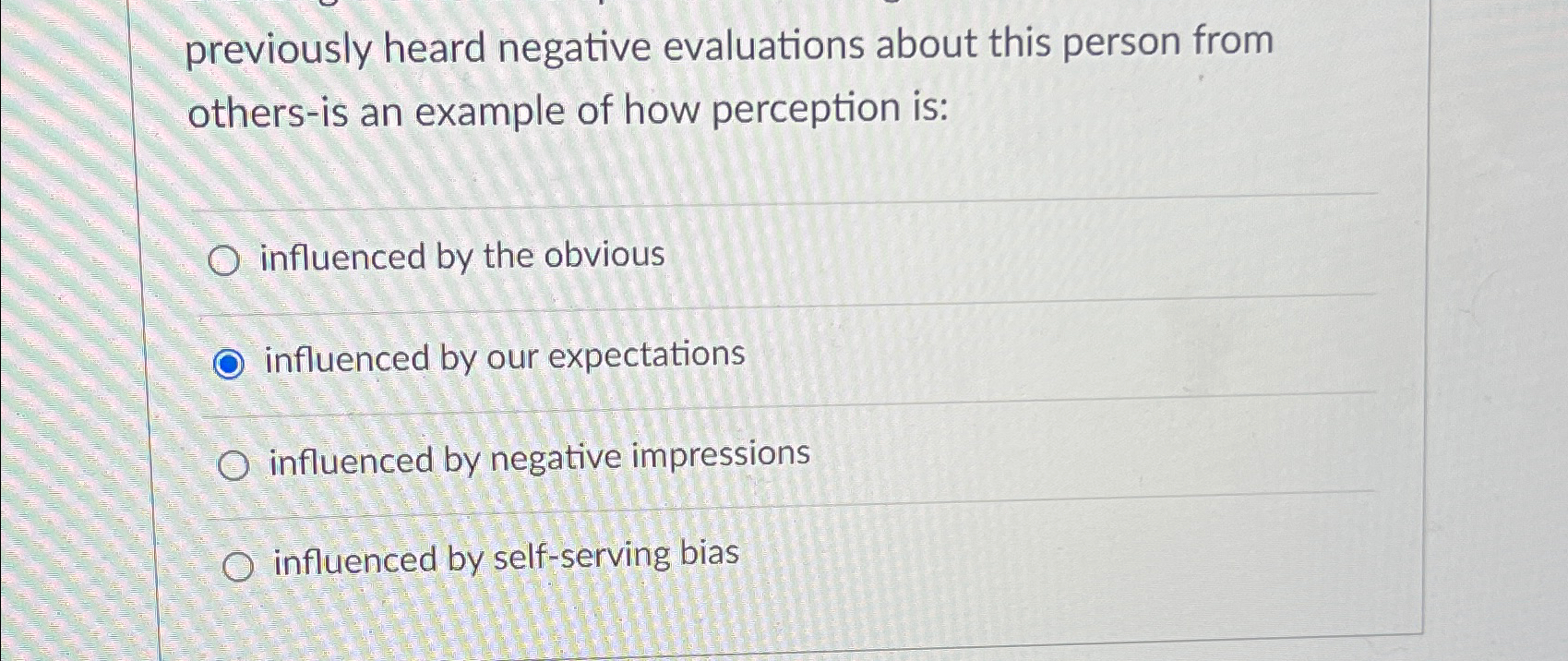 Solved previously heard negative evaluations about this | Chegg.com