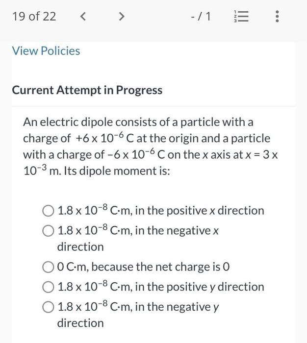 Solved An electric dipole consists of a particle with a | Chegg.com