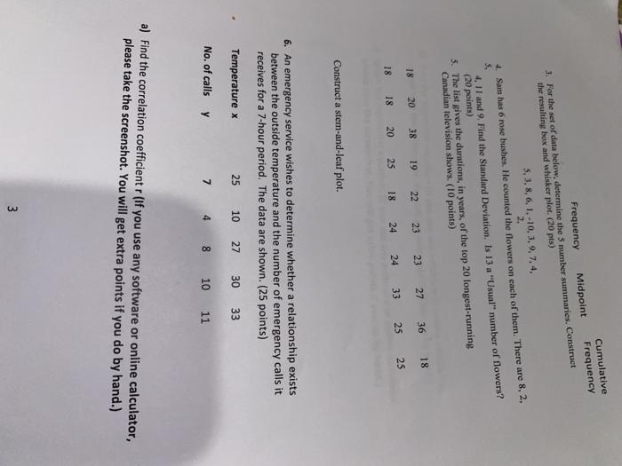 Solved Cumulative Frequency Midpoint Frequency J. For the | Chegg.com