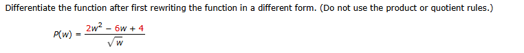 Solved Differentiate the function after first rewriting the | Chegg.com