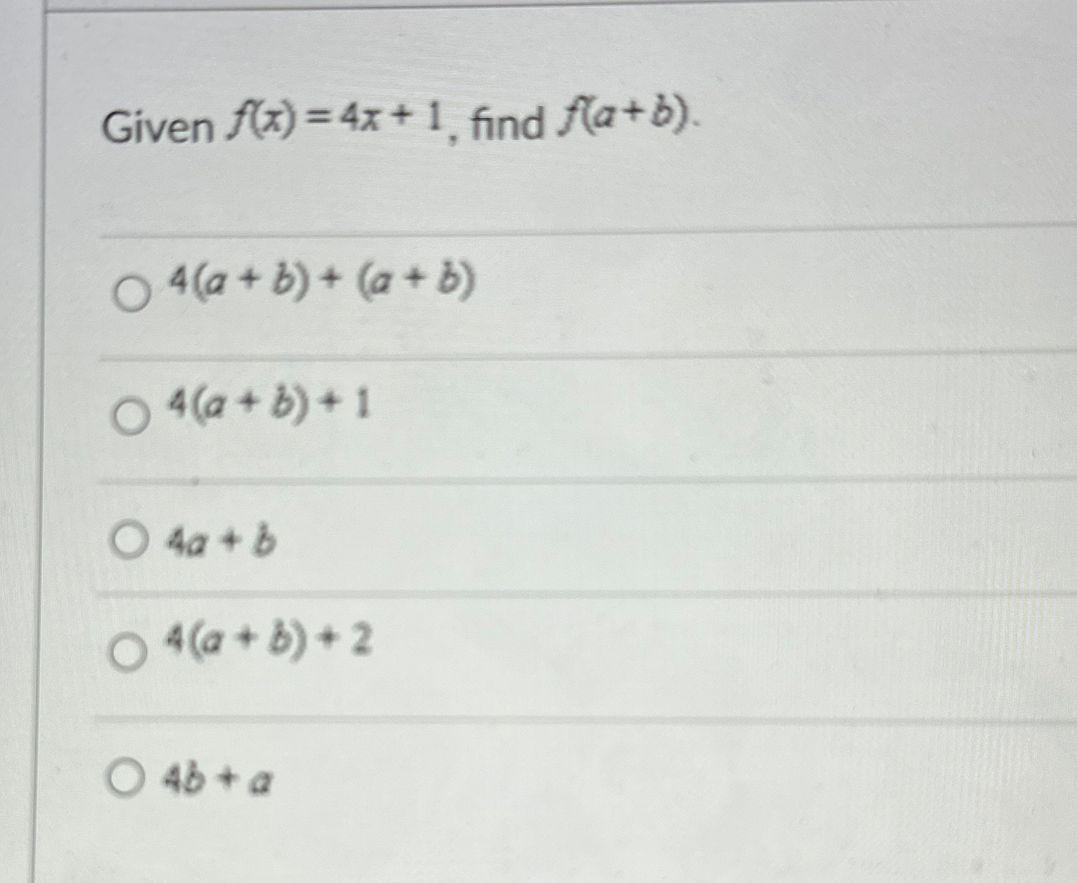 Solved Given f(x)=4x+1, ﻿find | Chegg.com