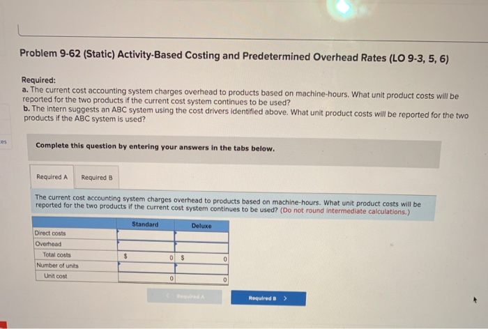 Solved Required information Problem 9-62 and 9-63 (Static) | Chegg.com