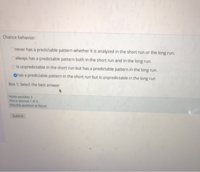 Solved Chance behavior: never has a predictable pattern | Chegg.com
