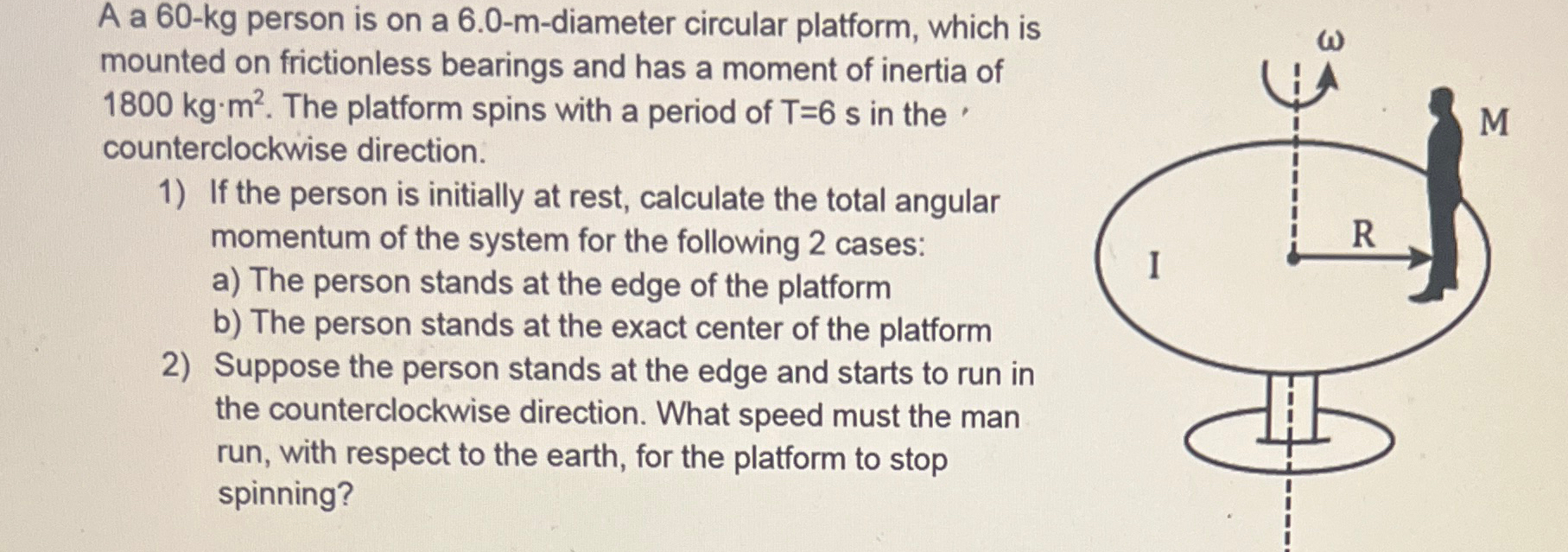 Solved A a 60-kg ﻿person is on a 6.0-m-diameter circular | Chegg.com