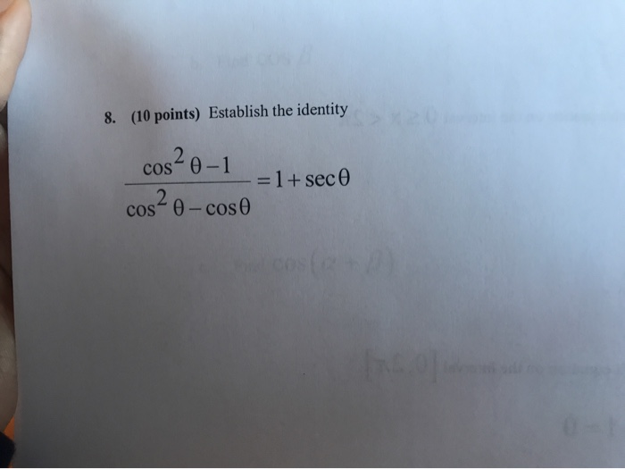 Solved 8. (10 points) Establish the identity cos-0-1 | Chegg.com