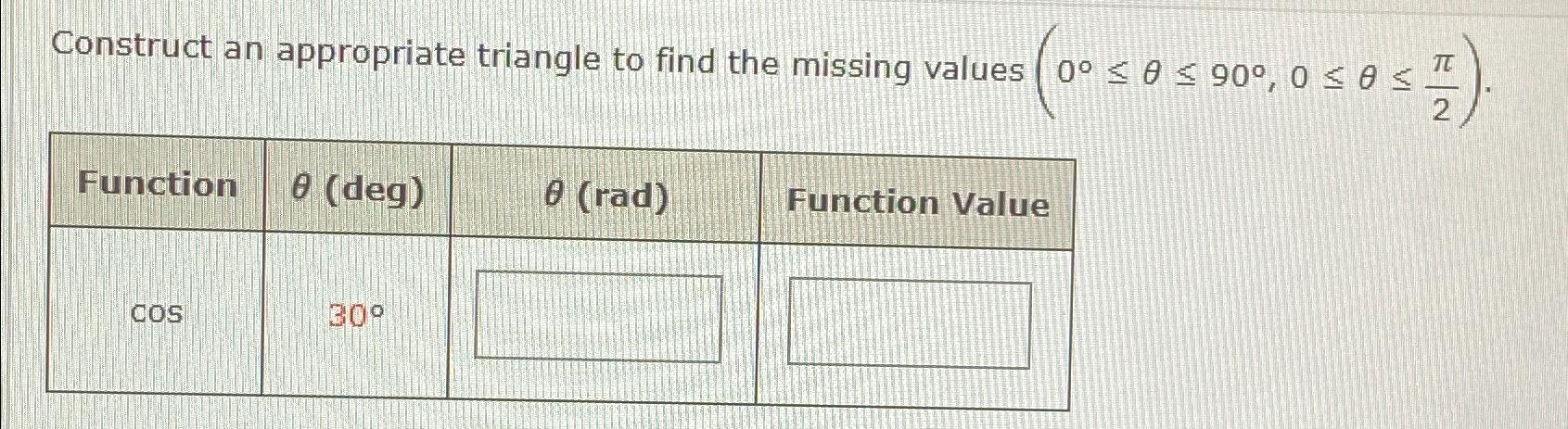 Solved Construct an appropriate triangle to find the missing | Chegg.com