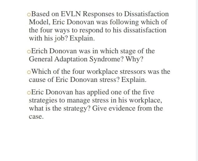Solved Based on EVLN Responses to Dissatisfaction Model, | Chegg.com