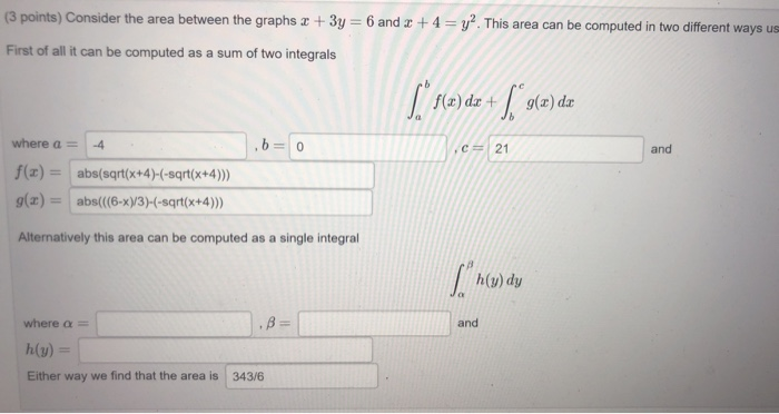 Solved HW7 Area Between Curves: Problem 6 Previous Problem | Chegg.com