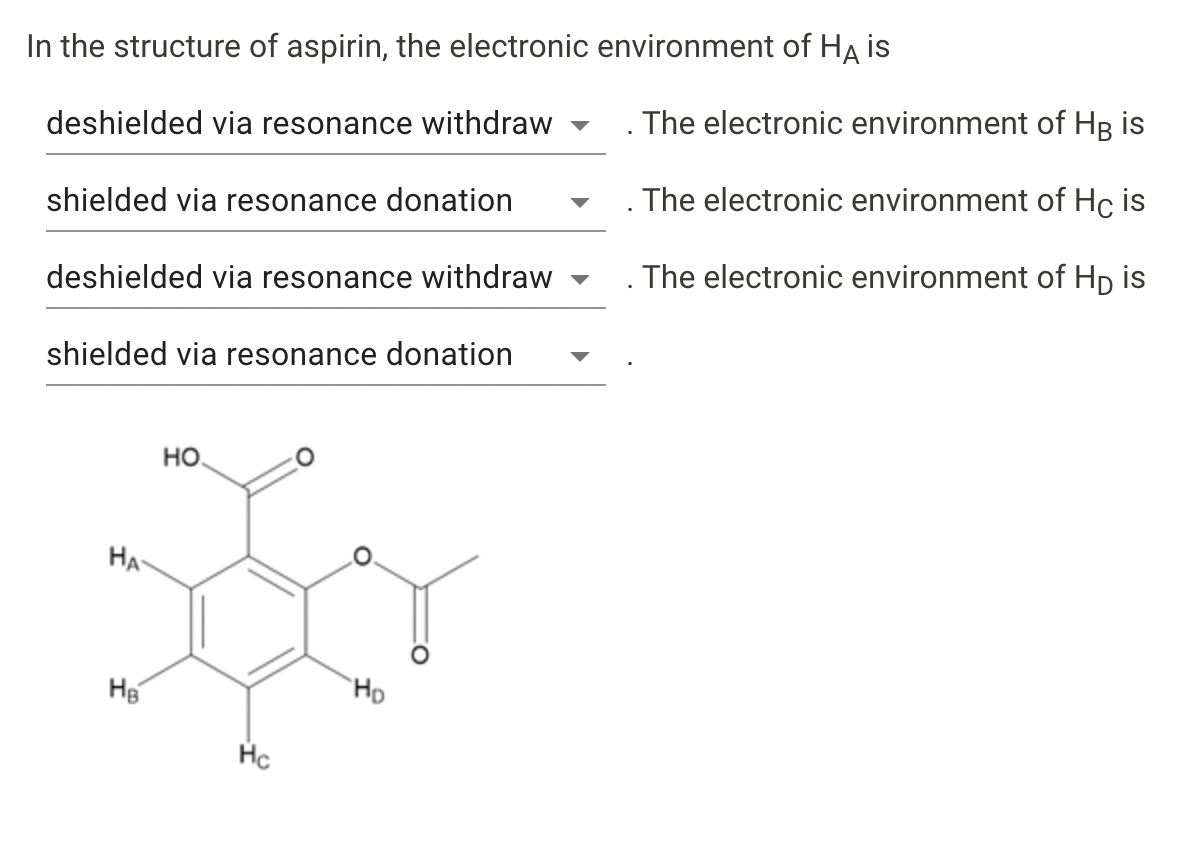 Solved In the structure of aspirin, the electronic | Chegg.com