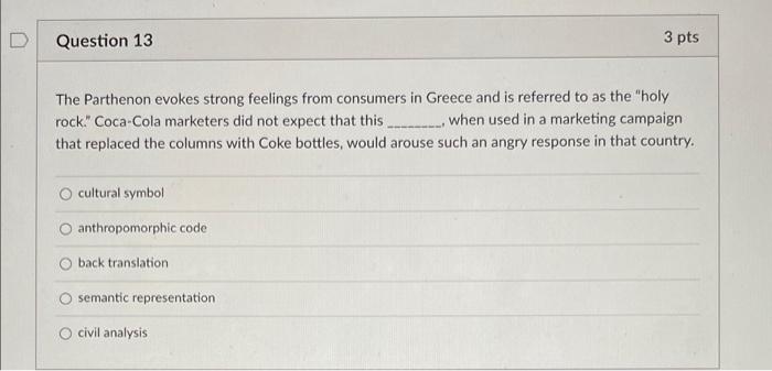 Solved Question 13 3 pts The Parthenon evokes strong | Chegg.com Solved Question 13 3 pts The Parthenon evokes strong | Chegg.com