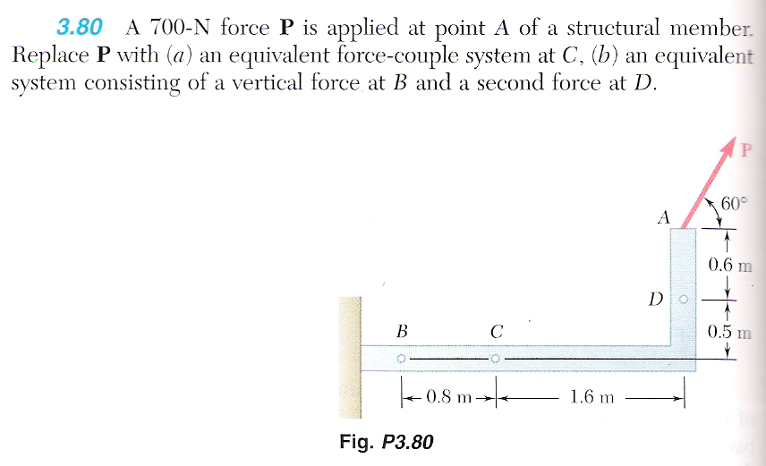 Solved A 700-N force P is applied at point A of a structural | Chegg.com