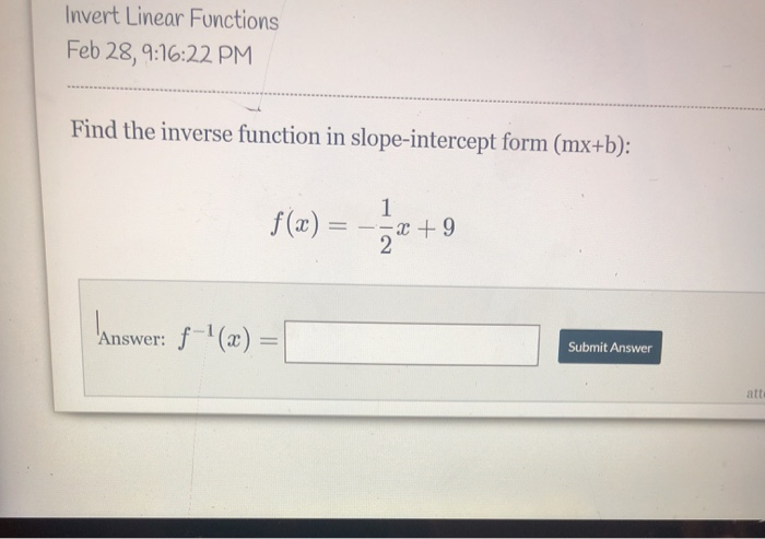 Solved Invert Linear Fonctions Feb 28,9:16:22 PM Find the | Chegg.com