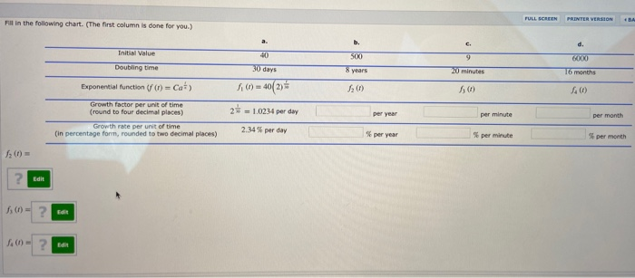 Solved FULL SCREEN PRINTER VERSION Fill in the following | Chegg.com