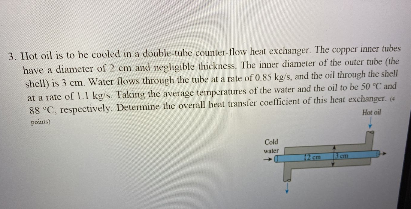 Solved Hot oil is to be cooled in a double-tube counter-flow | Chegg.com