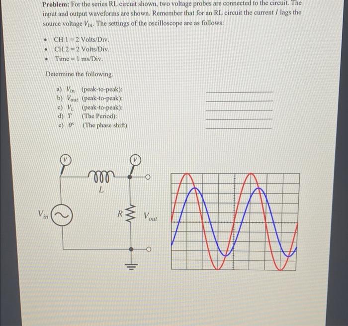 Solved Problem: For the series RL circuit shown, two voltage | Chegg.com