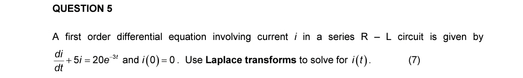 Solved QUESTION 5A first order differential equation | Chegg.com