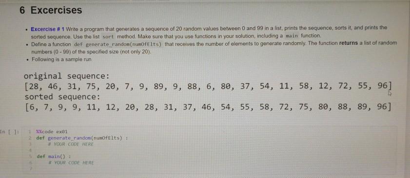 Solved 6 Excercises • Excercise # 1 Write a program that | Chegg.com