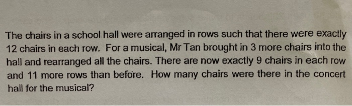 Solved The chairs in a school hall were arranged in rows | Chegg.com