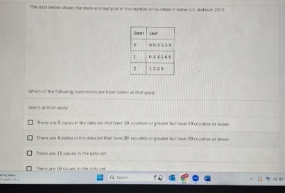 Solved The data below shows the stem and leaf piot of the | Chegg.com