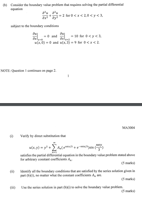 Solved (b) ﻿Consider the boundary value problem that | Chegg.com