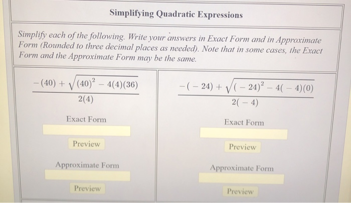 Solved Simplifying Quadratic Expressions Simplify each of | Chegg.com