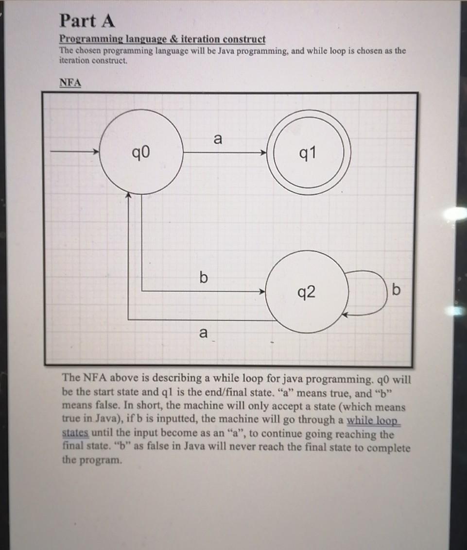 Solved Part A Programming language \& iteration construct | Chegg.com