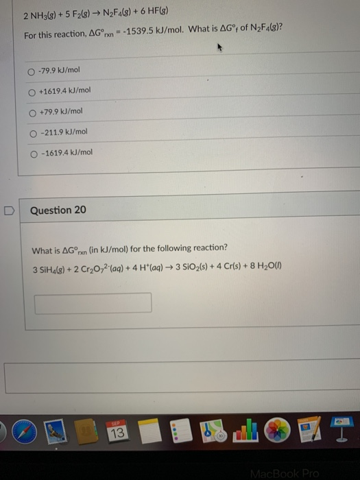 Solved 2 NH3(8) + 5 F2(8) N2F4(g) + 6 HF(8) For this | Chegg.com