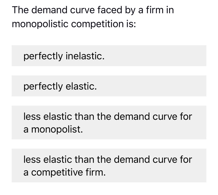 Solved The demand curve faced by a firm in monopolistic | Chegg.com