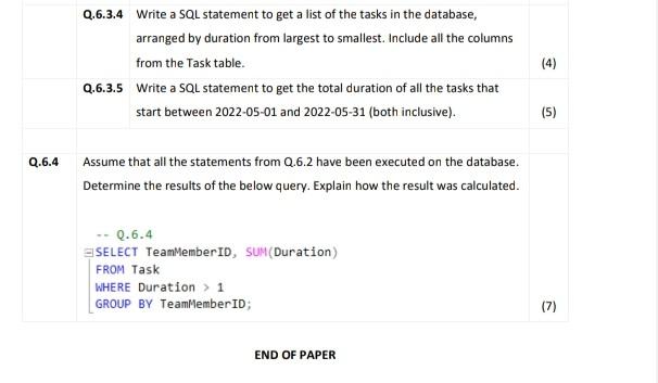 Solved Q.6.2 The below sample data in third normal form was | Chegg.com