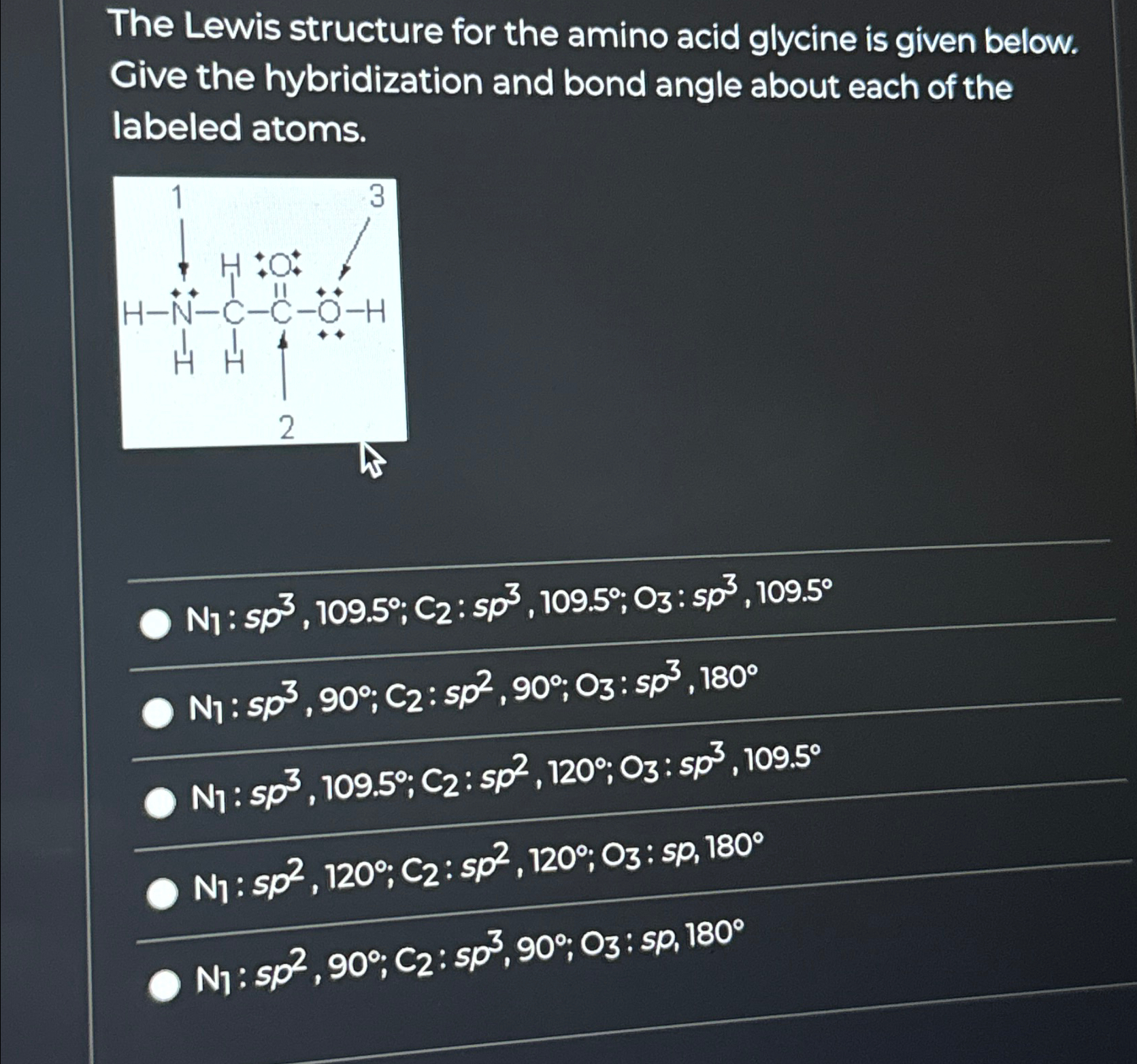 Solved The Lewis structure for the amino acid glycine is | Chegg.com
