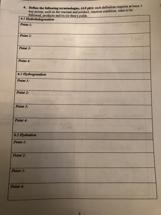 Solved 6. Define the following terminologies. (4.0 pts): | Chegg.com