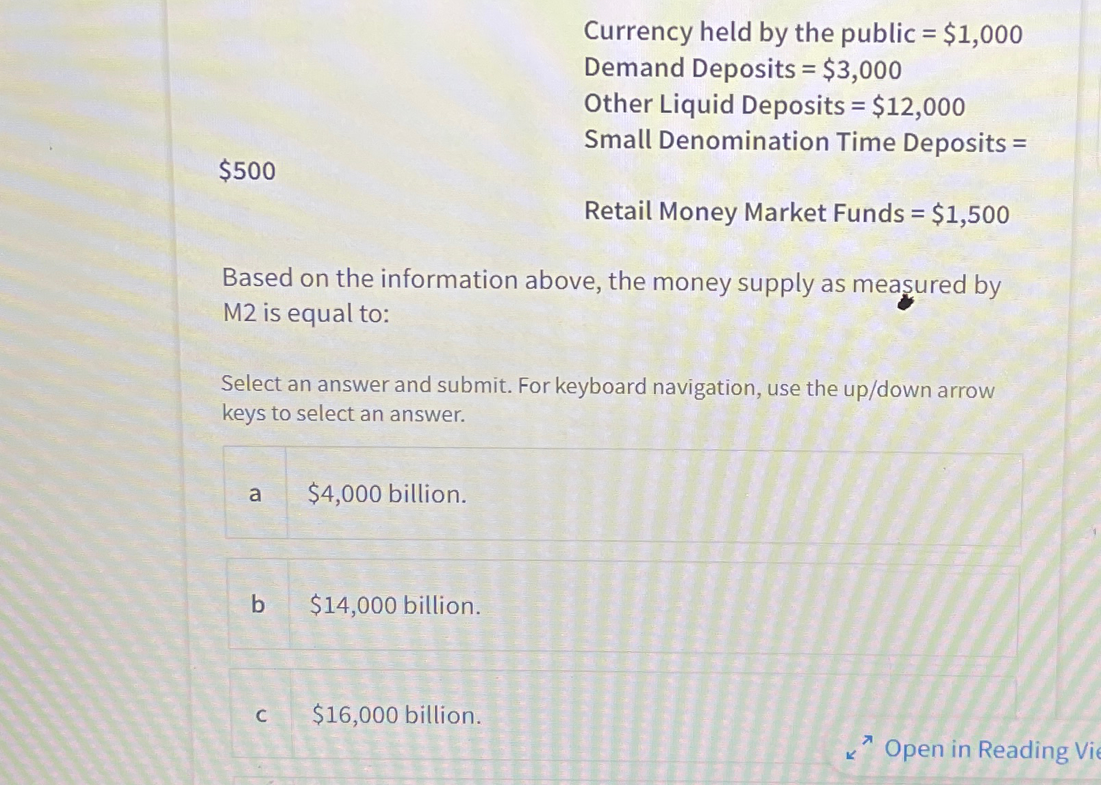 Solved Currency held by the public =$1,000Demand Deposits | Chegg.com