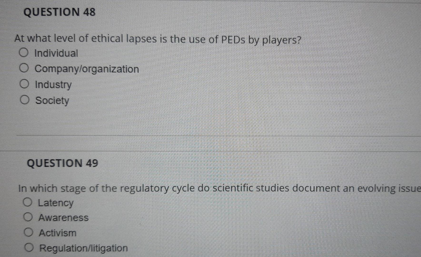 Solved QUESTION 48 At what level of ethical lapses is the | Chegg.com