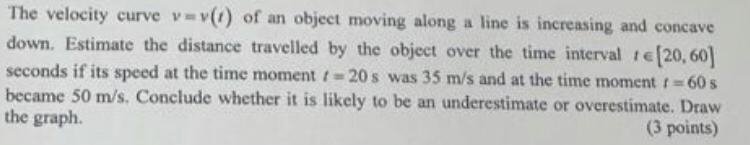 Solved The velocity curve v=v(t) ﻿of an object moving along | Chegg.com