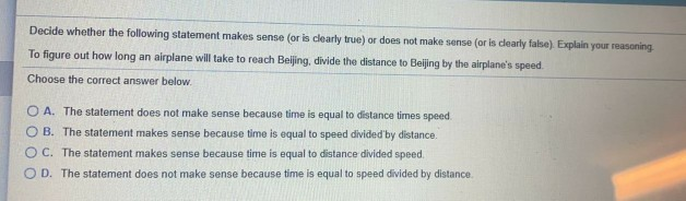 Solved Decide whether the following statement makes sense | Chegg.com