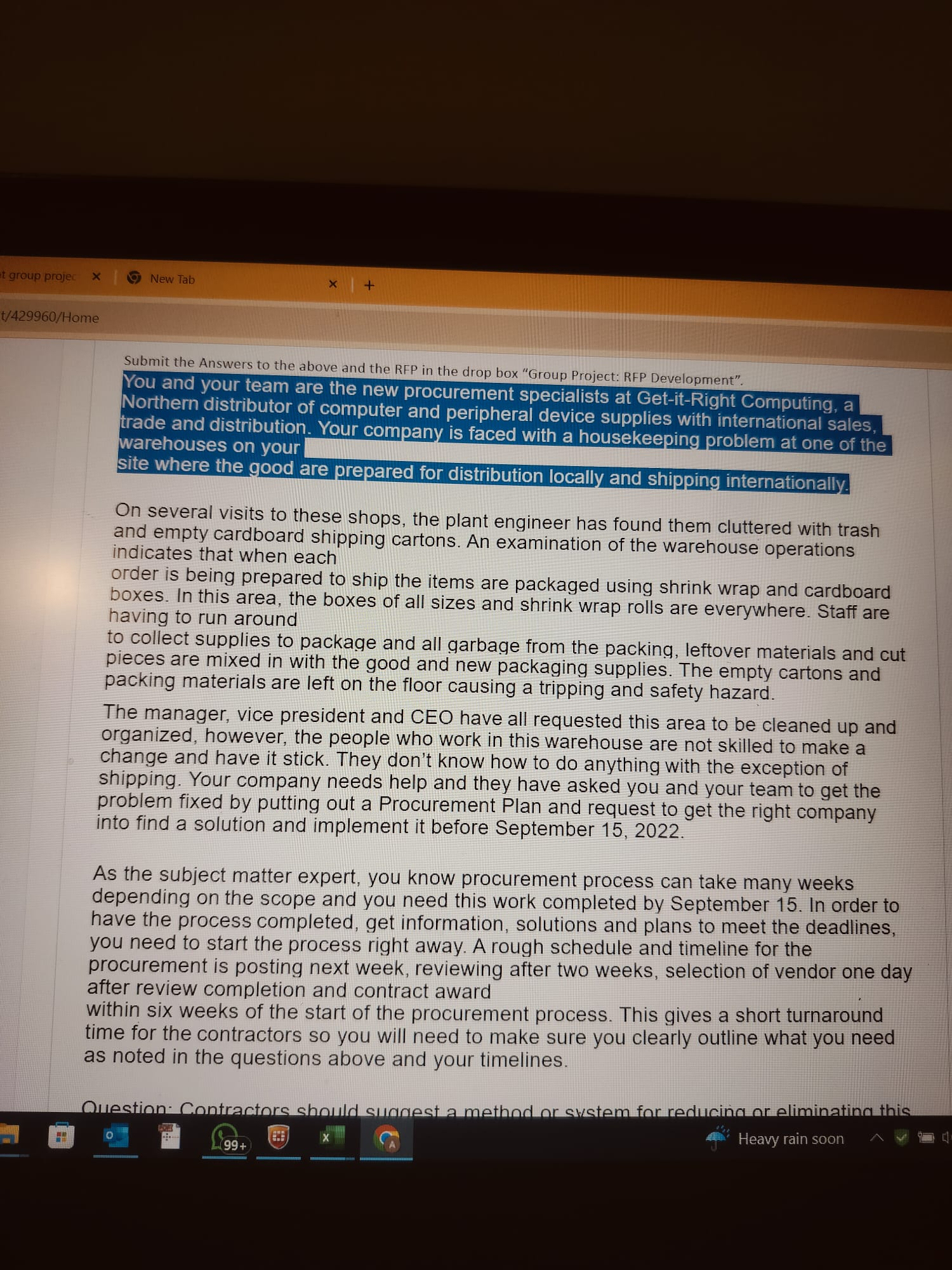 Solved Submit the Answers to the above and the RFP in the | Chegg.com