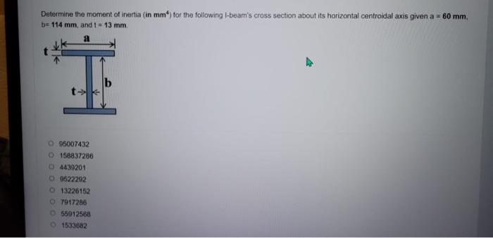 Solved Determine The Moment Of Inertia In Mm For The