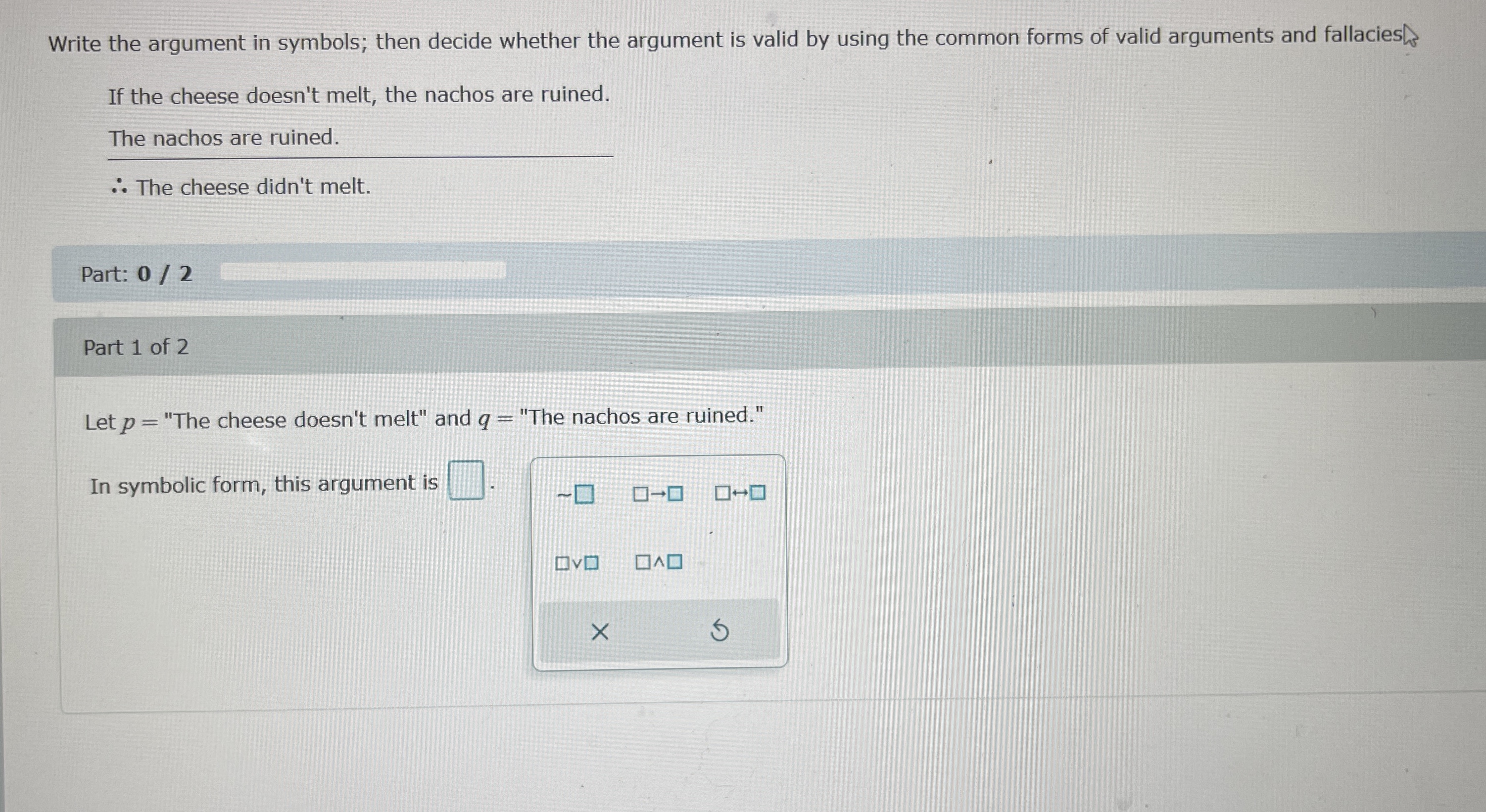 Solved Write the argument in symbols; then decide whether | Chegg.com