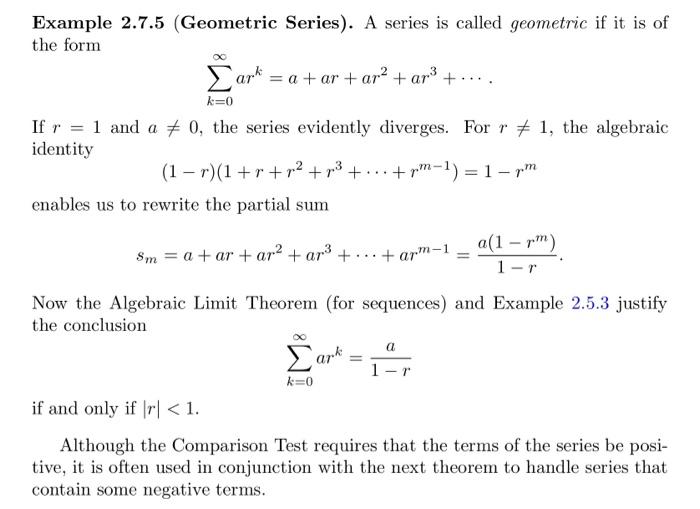 Solved Exercise 6.5.6. Previous work on geometric series | Chegg.com
