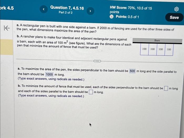 a. A rectangular pen is built with one side against a | Chegg.com