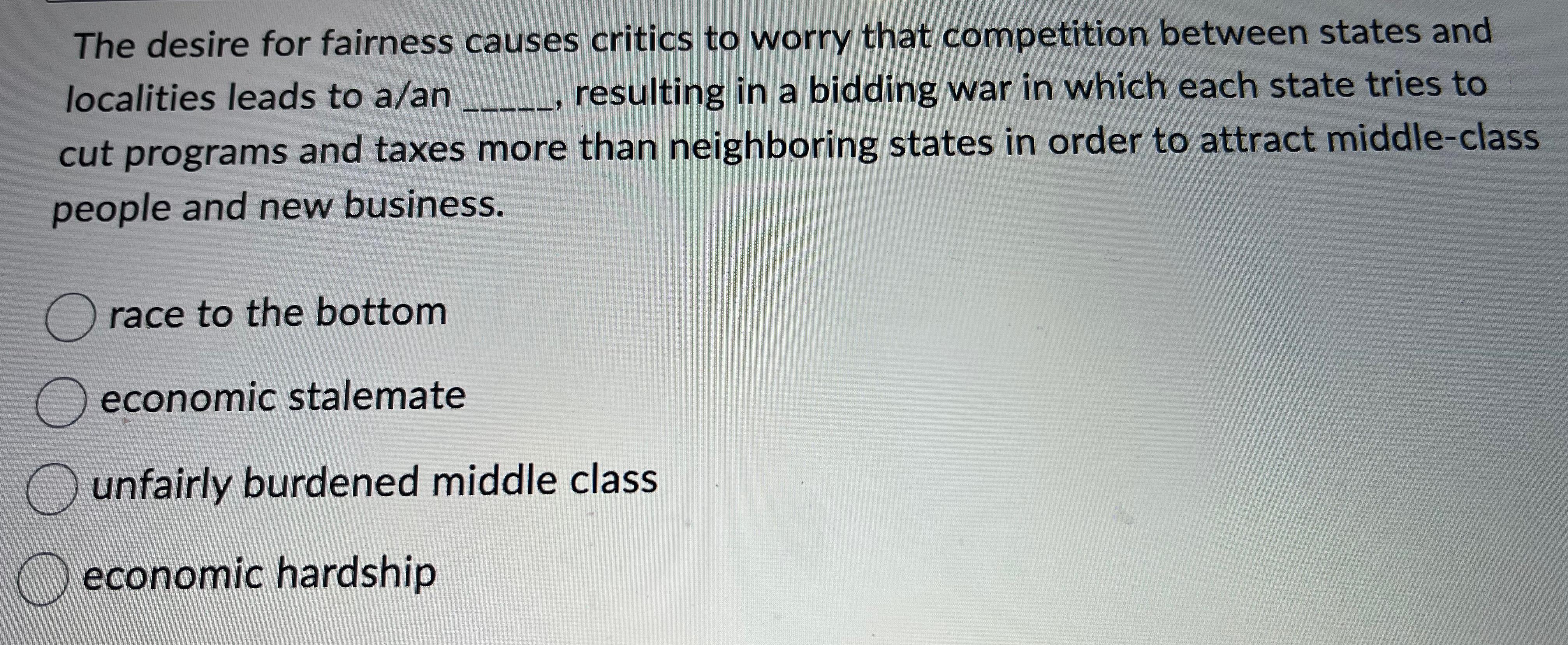 Solved The desire for fairness causes critics to worry that | Chegg.com