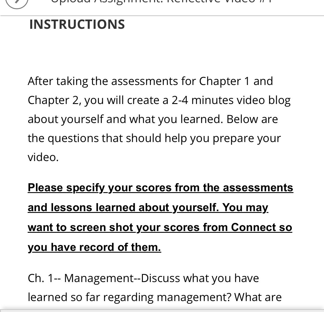 Solved INSTRUCTIONSAfter taking the assessments for Chapter | Chegg.com