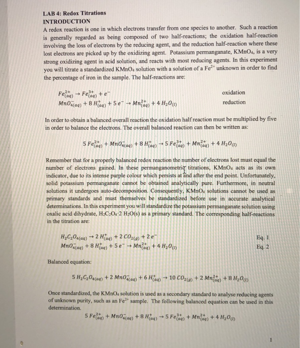 Solved Part B Determination of % Iron in an Unknown Sample | Chegg.com